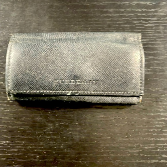 Bags | Burberry Black Leather Key Holder | Poshmark